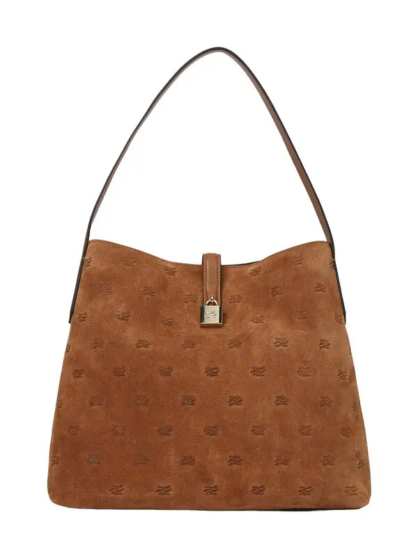 Karl Lagerfeld K/autograph Padlock Suede Hobo Bag - Dark Tan
