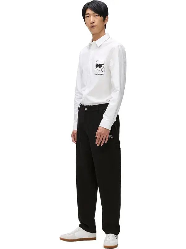 Karl Lagerfeld Ikon Canvas Straight Leg Trousers - Black