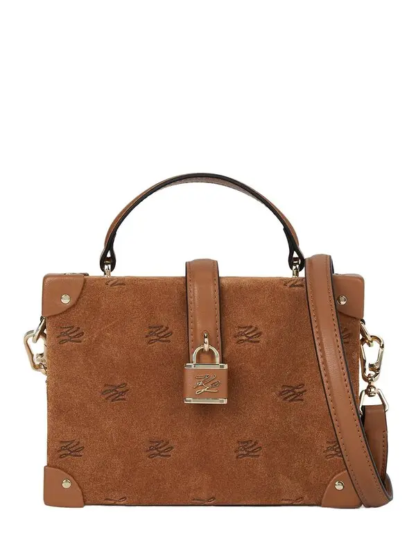 Karl Lagerfeld K/autograph Padlock Suede Trunk Bag - Dark Tan
