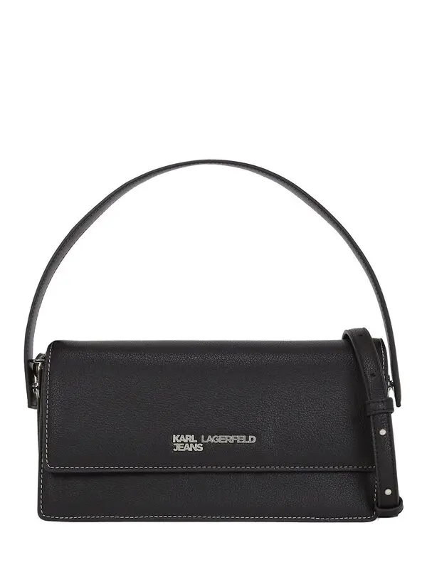 KL JEANS Jeans Metal Logo Top Handle Bag - Black