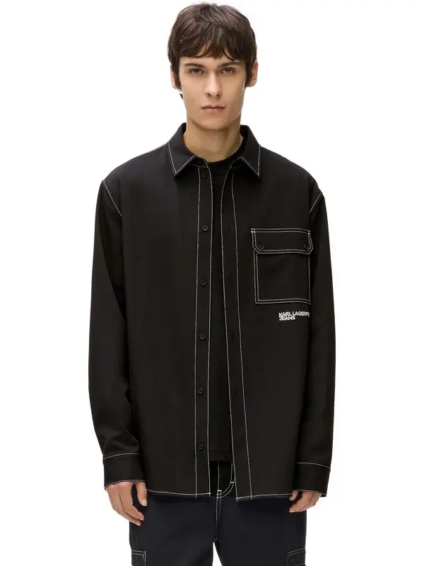 KL JEANS Contrast Stitch Shirt - Black