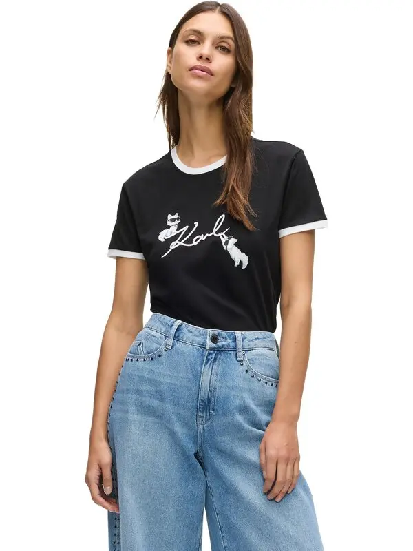 Karl Lagerfeld Ikon Signature Choupette T-shirt - Black