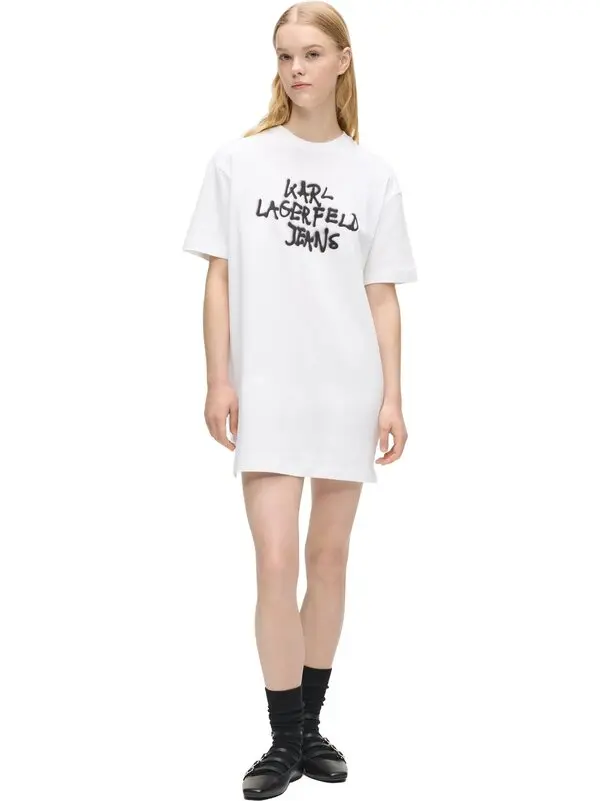 Karl Lagerfeld Graffiti Logo T-shirt Dress - White