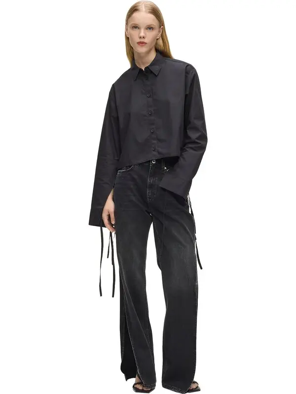KL JEANS Jeans Split-leg High-rise Straight Jeans In Denim - Washed Black