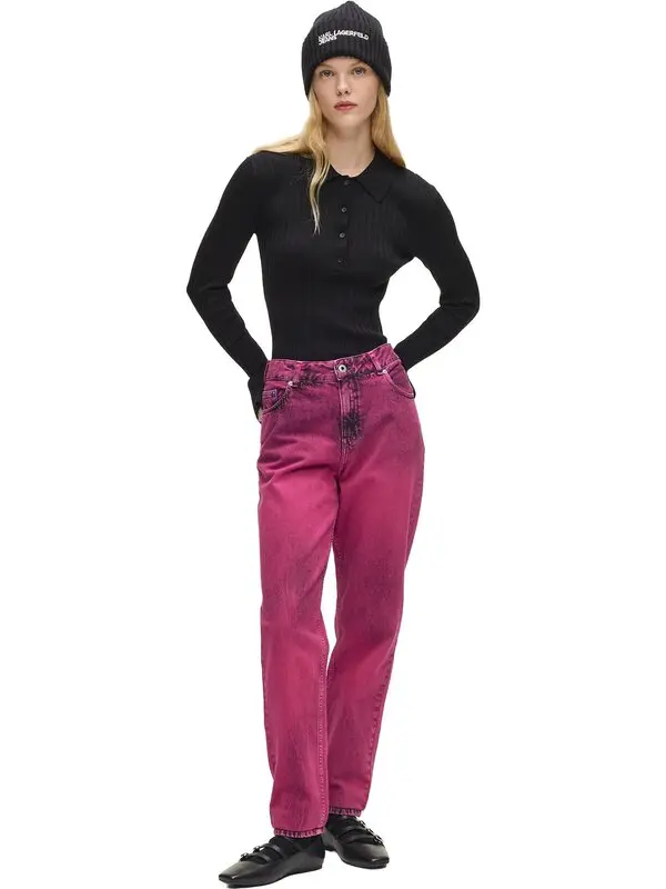 KL JEANS Jeans Spray Paint Mom Jeans - Pink Spray