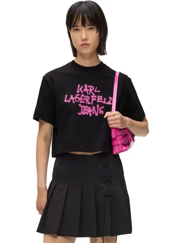 KL JEANS Cropped Graffiti T-shirt - Black