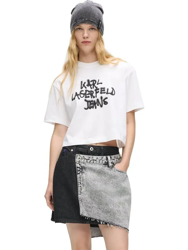 KL JEANS Jeans Cropped Graffiti T-shirt - White