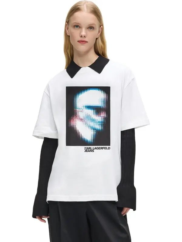 KL JEANS Jeans Digitized Karl T-shirt - White