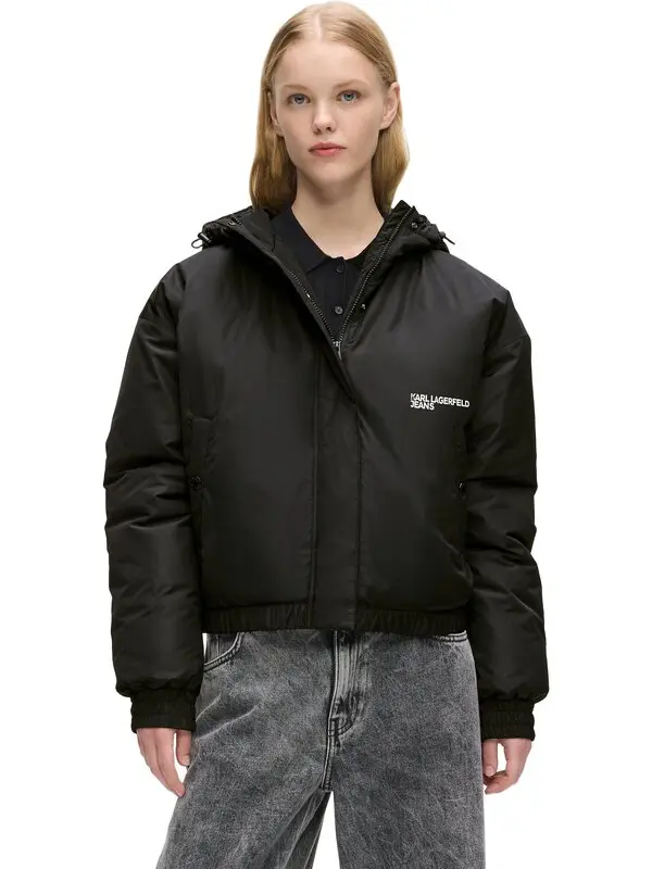 KL JEANS Lightly Padded Hooded Jacket - Black