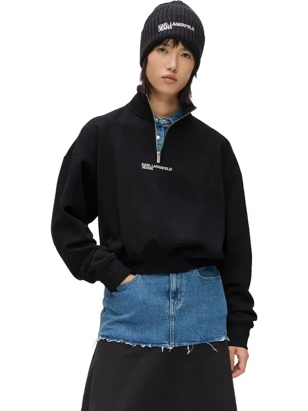 KL JEANS Jeans Half-zip Cropped Sweatshirt - Black