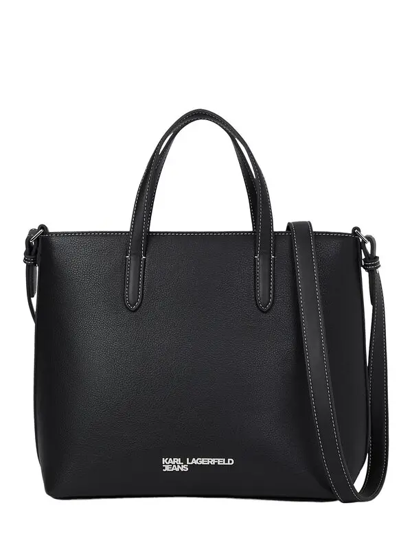 KL JEANS Mini Tote Bag With Metal Logo - Black