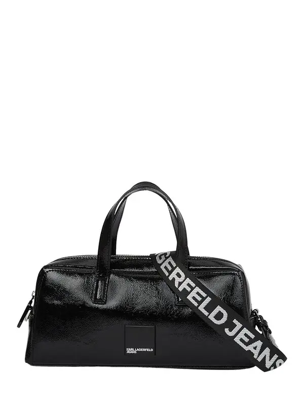 KL JEANS Jeans Glossy Bowling Bag With Branded Strap - Black