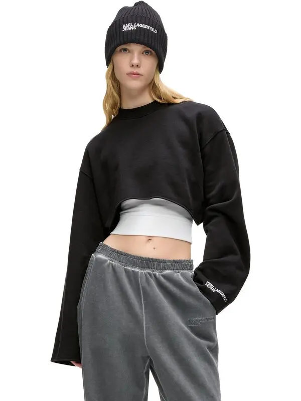 KL JEANS Jeans Layered Cropped Sweatshirt With Fitted Tank - White/black