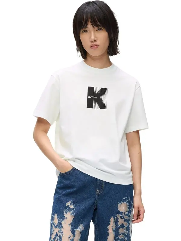 Karl Lagerfeld K Artwork Cotton T-shirt - White