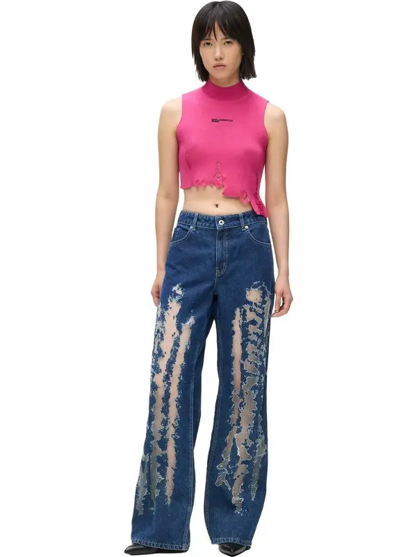 KL JEANS Jeans Distressed Relaxed Fit Jeans - Washed Blue Devore