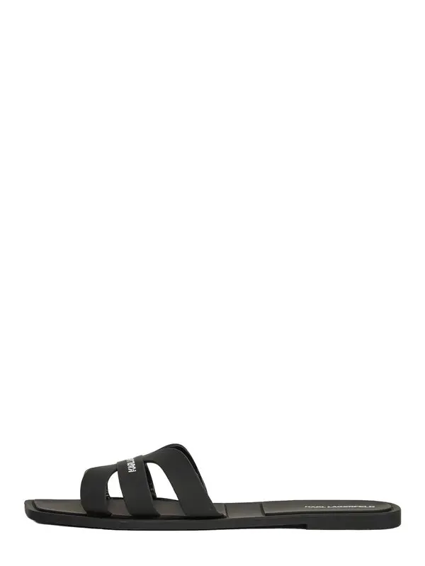 Karl Lagerfeld Matte Rubber Jelly Slides With Cut-out Detail - Black