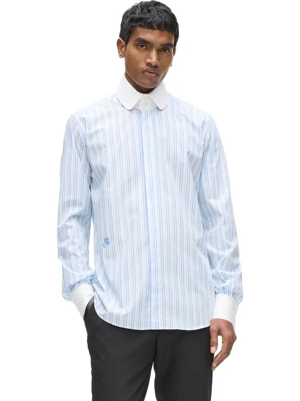 Karl Lagerfeld Contrast Collar Striped Shirt - Royal