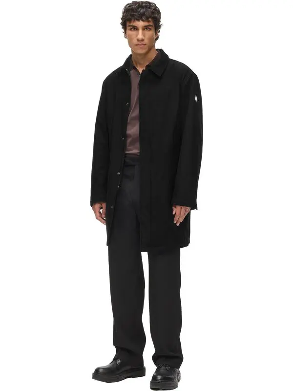 Karl Lagerfeld Rain Coat With Pointed Collar And Monogram Detail - Black