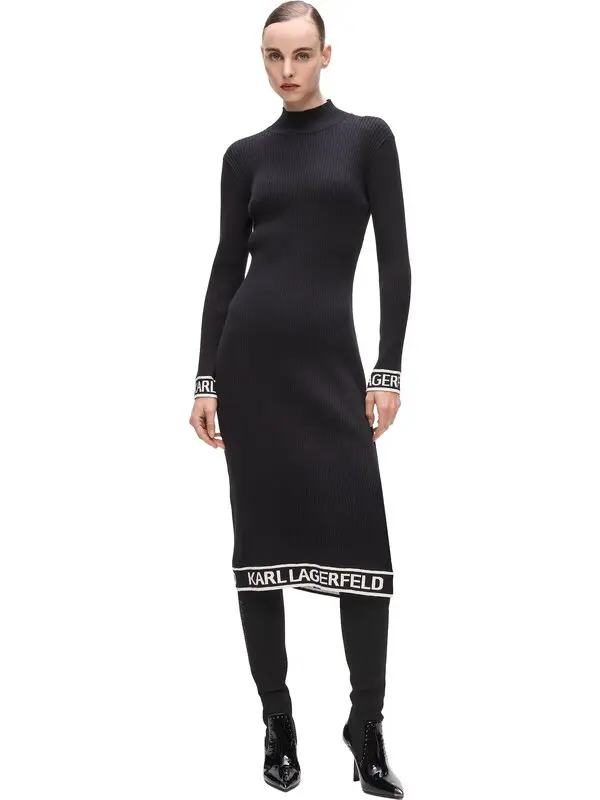 Karl Lagerfeld Logo Knit Maxi Dress - Black