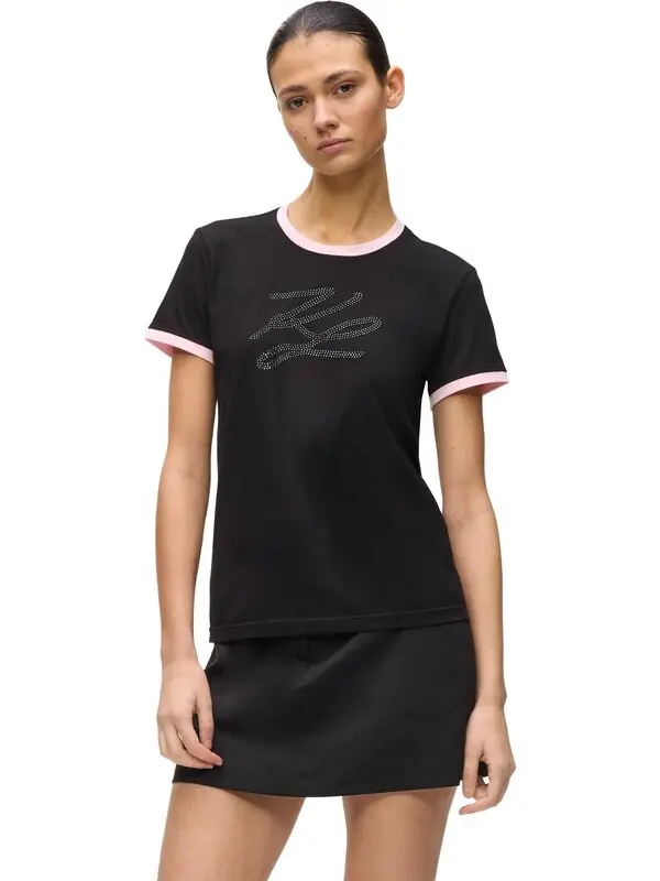 Karl Lagerfeld Exclusive Rhinestone Autograph T-shirt - Black