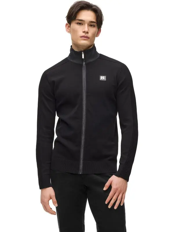 Karl Lagerfeld Knit Zip-up Jacket - Black
