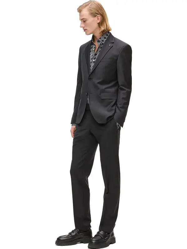 Karl Lagerfeld Slim-fit Wool-blend Stretch Pants - Black