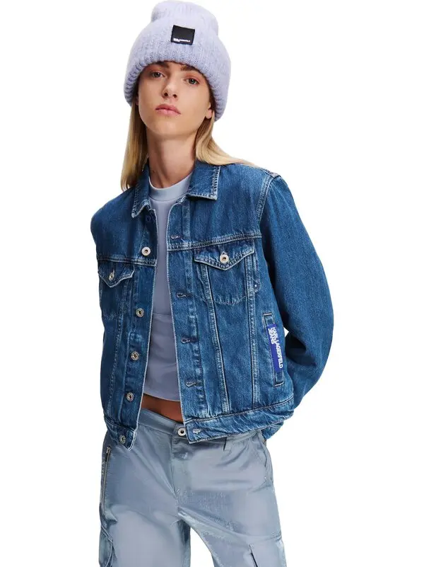Karl Lagerfeld Organic Cotton Denim Jacket - Washed Mid Blue