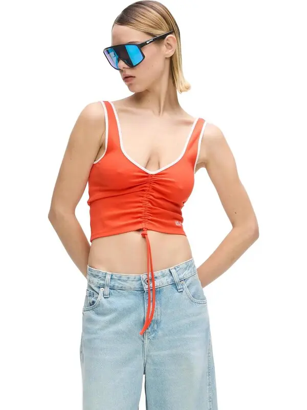 KL JEANS Jeans V-neck Ruched Tank Top - Grenadine