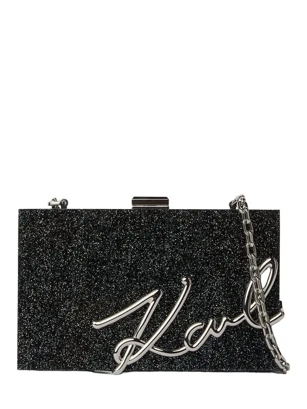 Karl Lagerfeld K/soirée Clutch With 3d Signature Embellishment - Black Embellishment