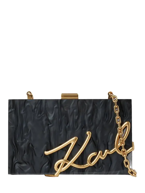 Karl Lagerfeld K/soirée Clutch With 3d Signature Embellishment - Black