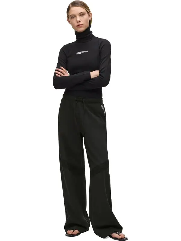 KL JEANS Lace Detail Relaxed Wide-leg Sweatpants - Black