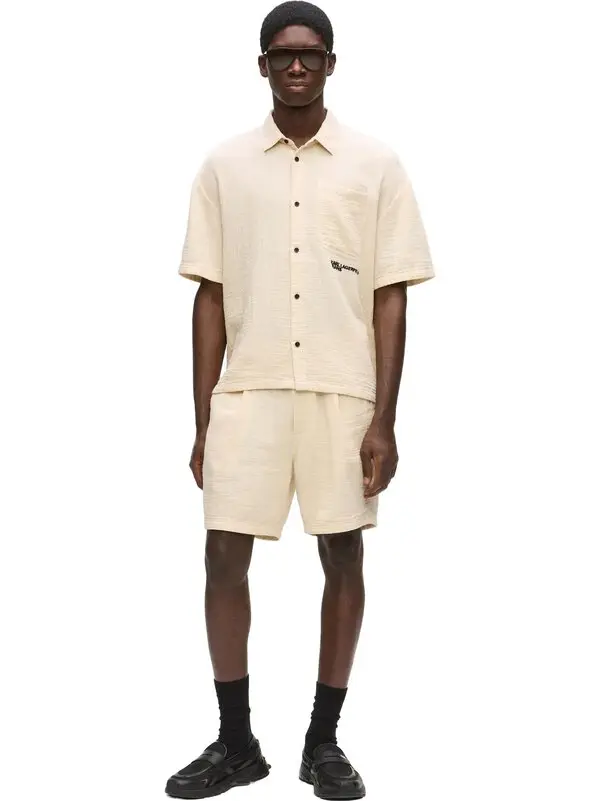 KL JEANS Crinkled Cotton Shorts - Whitecap Grey