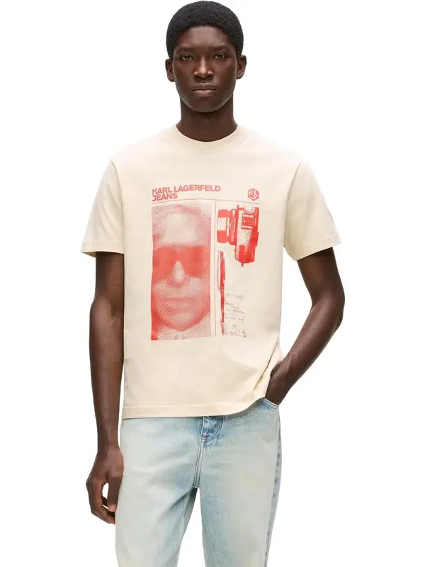 KL JEANS Graphic Karl Print T-shirt - Whitecap Grey