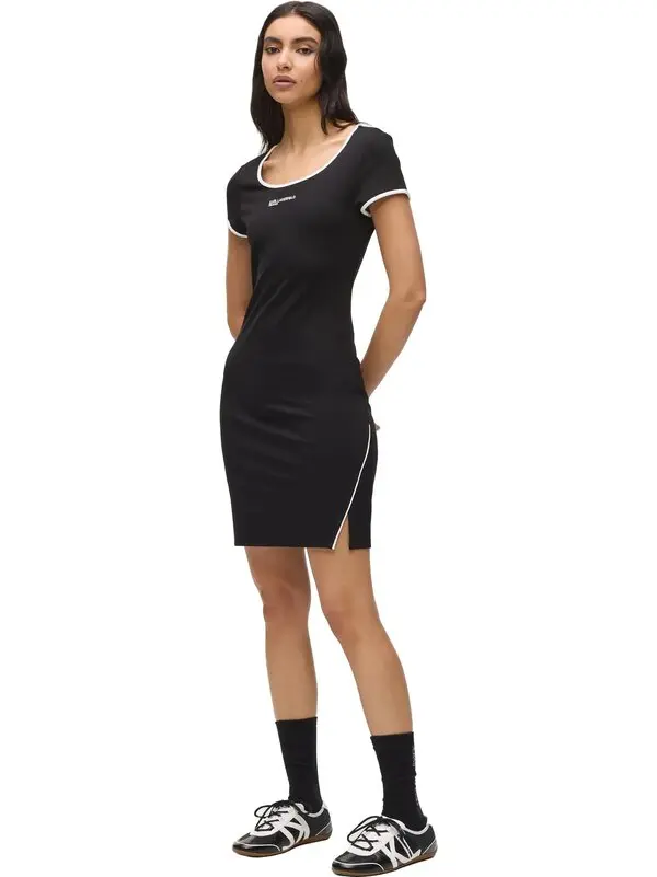 KL JEANS Jeans Fitted Mini Dress With Contrasting Piping - Black