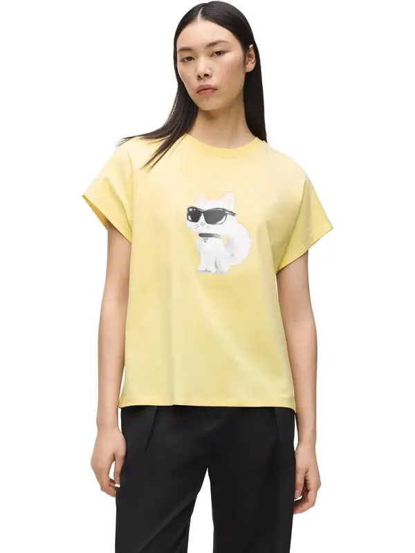 Karl Lagerfeld Ikon Choupette Organic Cotton T-shirt - Sunlight