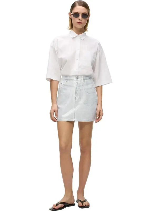 KL JEANS Jeans Metallic Coated Mini Skirt - Silver