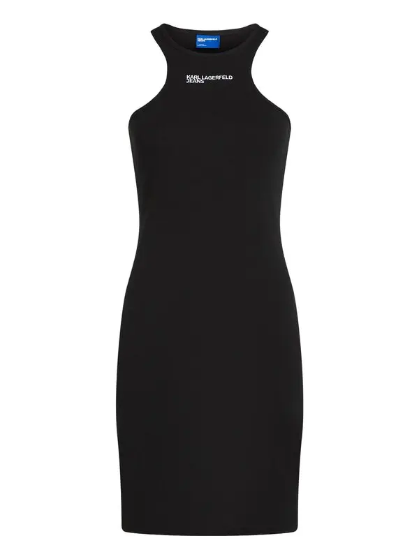 Karl Lagerfeld Ribbed Racer Mini Dress - Black