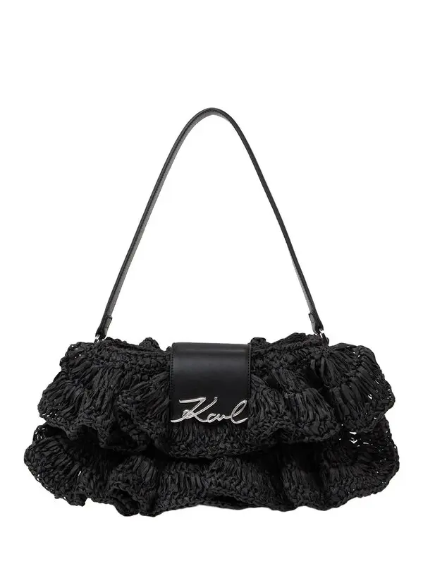 Karl Lagerfeld K/signature Ruffle Shoulder Bag - Black