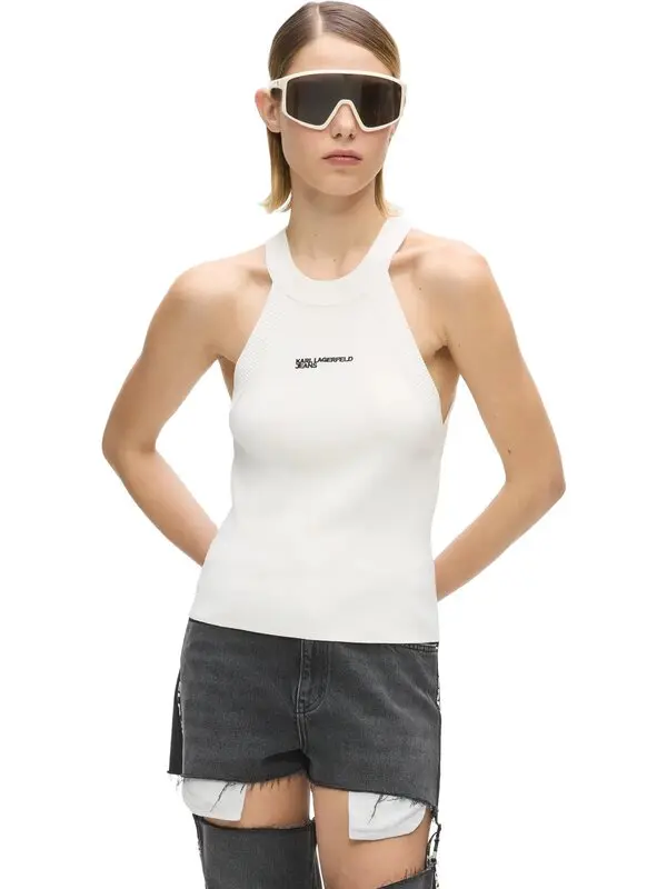 KL JEANS Jeans Ribbed Racer Tank Top - White