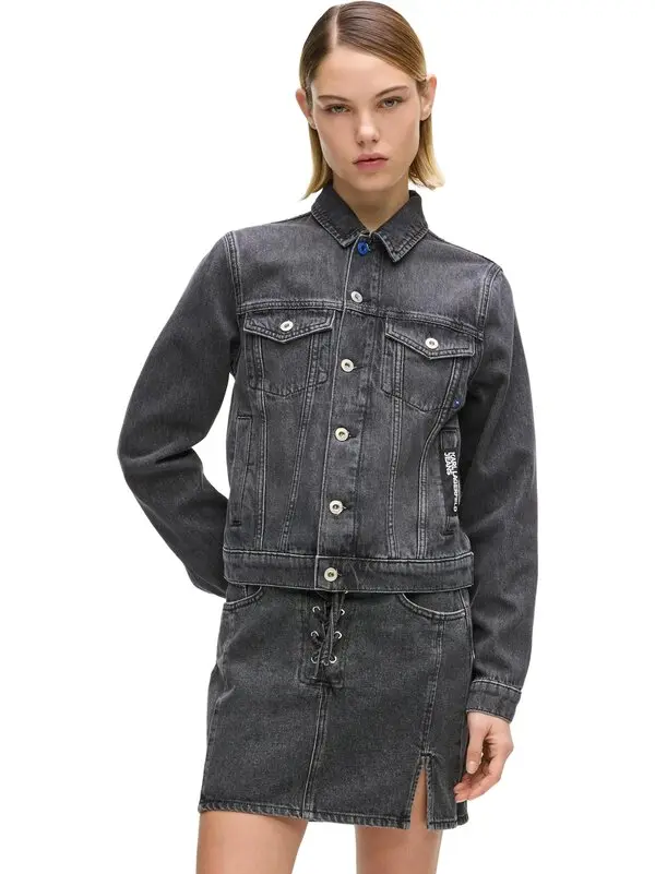 KL JEANS Grey Cotton Denim Jacket - Washed Dark