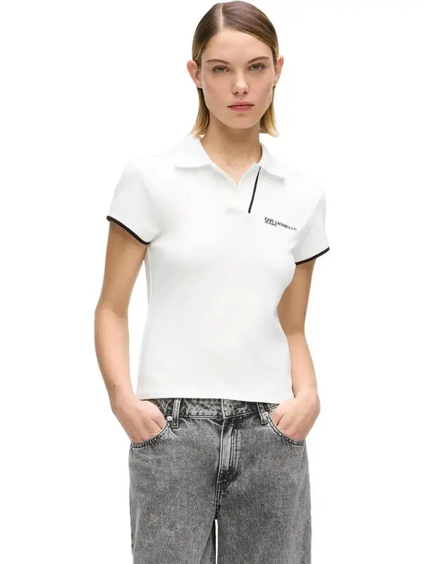 KL JEANS Jeans Slim Fit Contrast Piping Polo Shirt - White