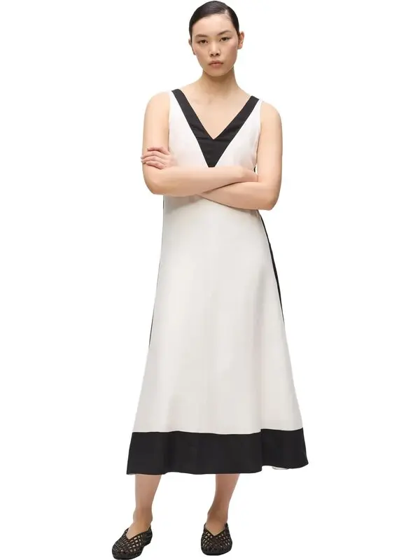 Karl Lagerfeld Sleeveless Ankle-length Linen Blend Dress - Pristine