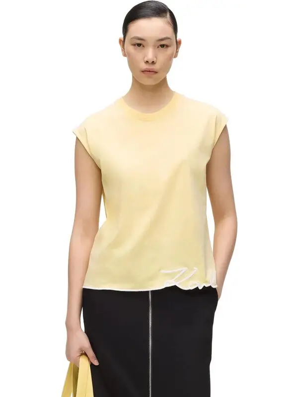 Karl Lagerfeld Signature Embroidery Tank Top - Sunlight