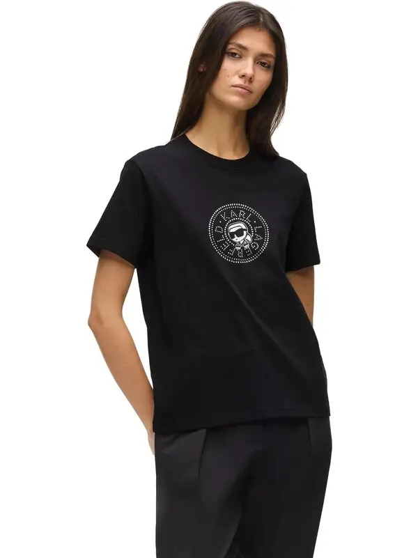 Karl Lagerfeld Ikon Circle Logo T-shirt - Black