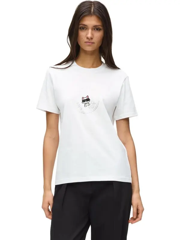 Karl Lagerfeld Ikon Circle Logo Organic Cotton T-shirt - White