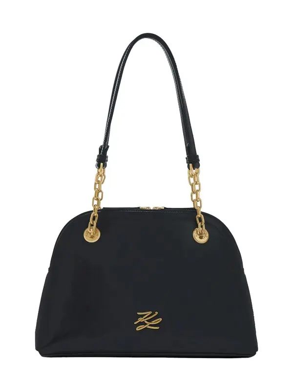 Karl Lagerfeld K/autograph Medium Bowling Bag - Black/gold