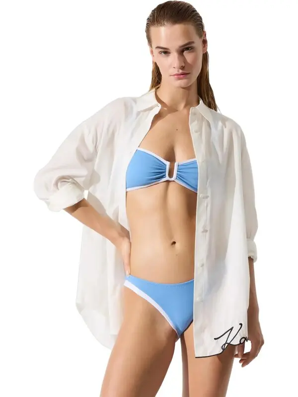 Karl Lagerfeld Oversized Cotton Beach Shirt - Cannoli Cream