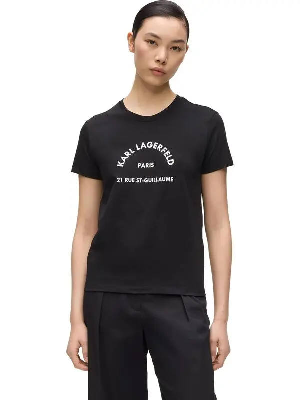 Karl Lagerfeld Slim-fit Rue St-guillaume Glitter T-shirt - Black