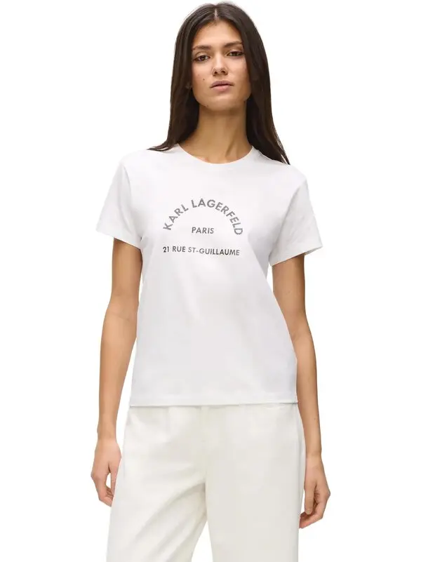 Karl Lagerfeld Slim-fit Rue St-guillaume Glitter T-shirt - White
