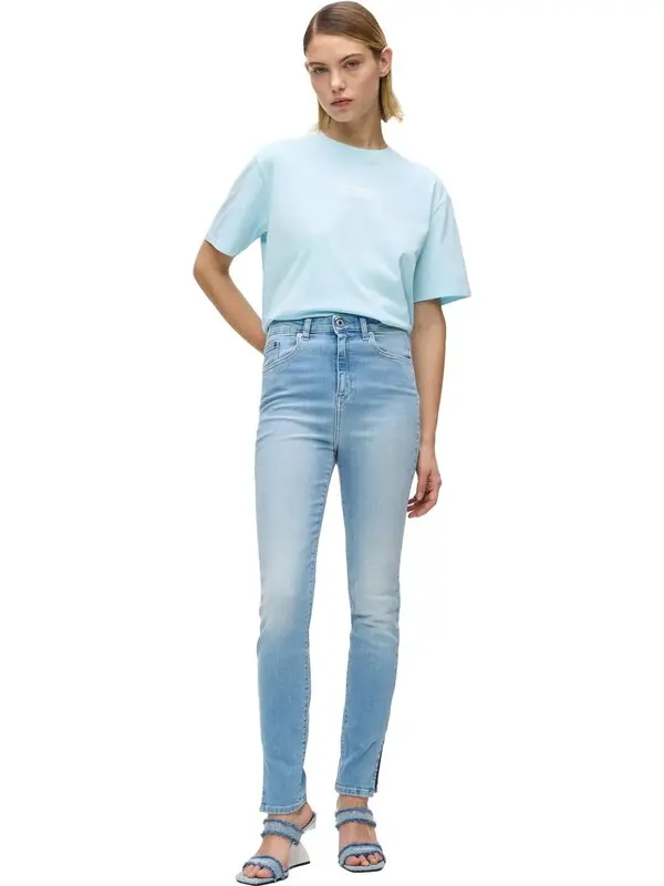 KL JEANS Split-hem High-rise Skinny Jeans - Bright Blue